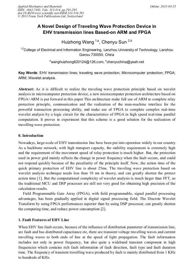 A Novel Design of Traveling Wave Protection Device in EHV Transmission ...