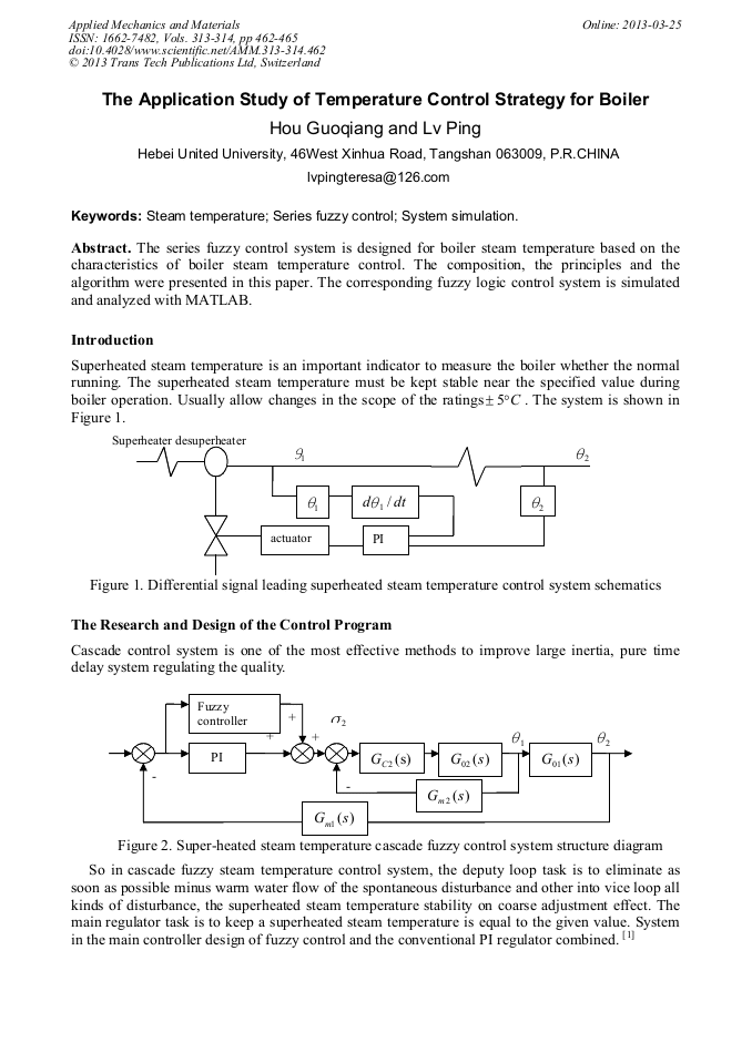 The Application Study of Temperature Control Strategy for Boiler ...