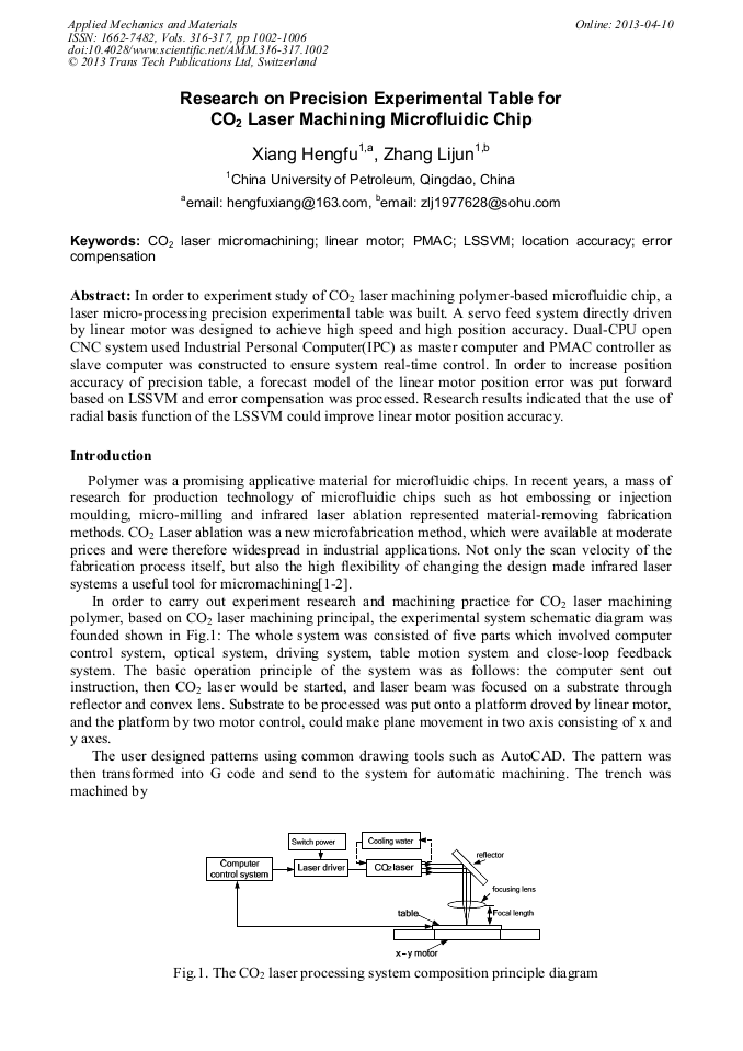 Research on Precision Experimental Table for CO2 Laser Machining ...