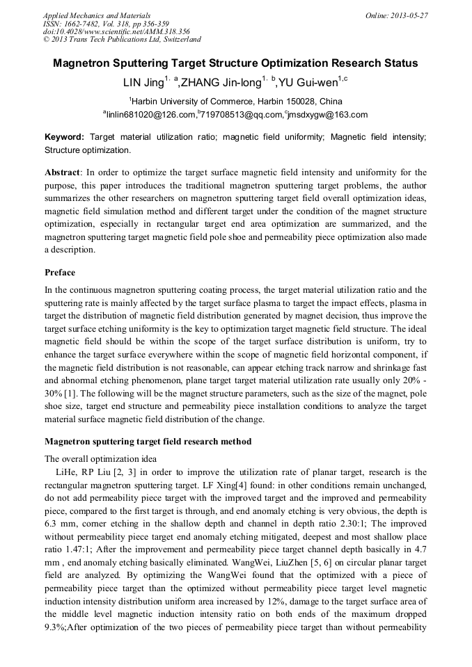 Magnetron Sputtering Target Structure Optimization Research Status ...