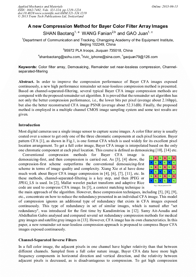 A New Compression Method for Bayer Color Filter Array Images ...