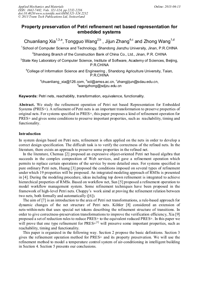 Property Preservation of Petri Refinement Net Based Representation for Embedded Systems ...