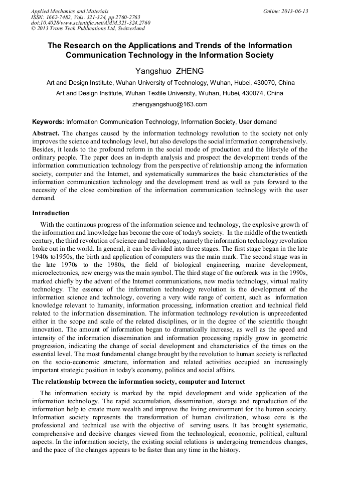 The Research on the Applications and Trends of the Information ...