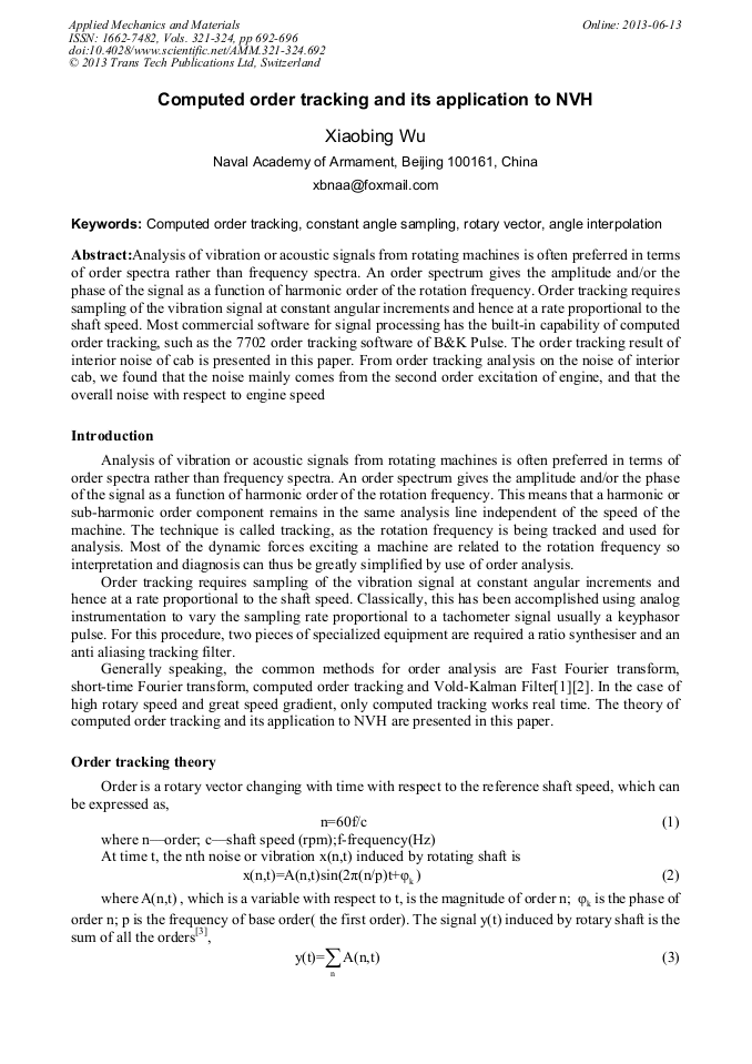 Computed Order Tracking and its Application to NVH | Scientific.Net