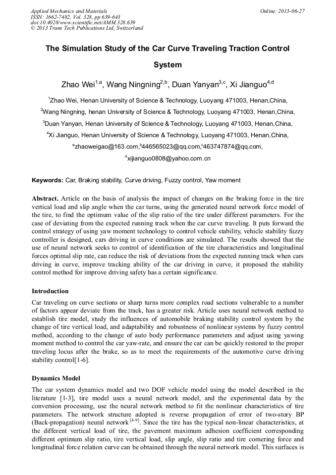 The Simulation Study of the Car Curve Traveling Traction Control System ...