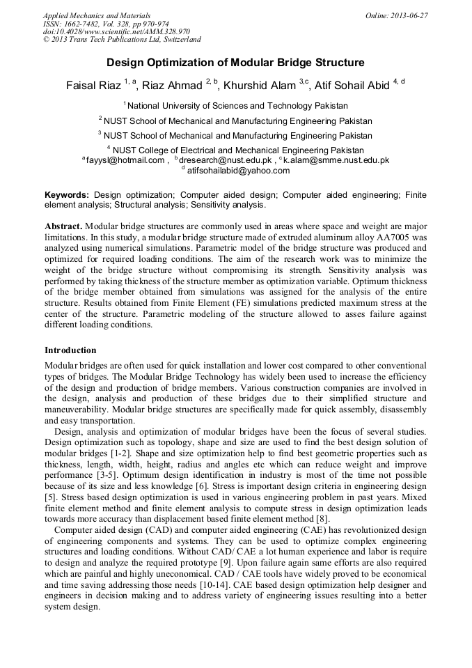Design Optimization of Modular Bridge Structure | Scientific.Net