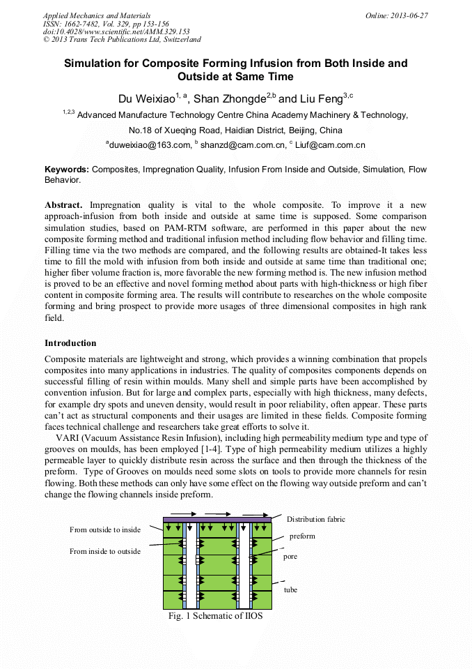 Simulation for Composite Forming Infusion from both inside and outside ...