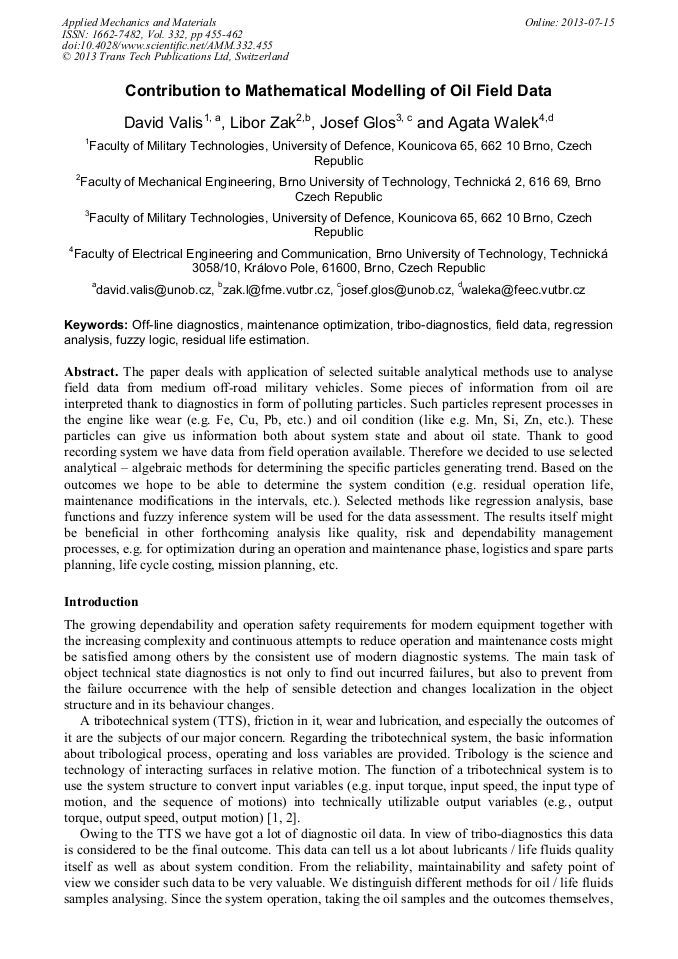 Contribution to Mathematical Modelling of Oil Field Data | Scientific.Net