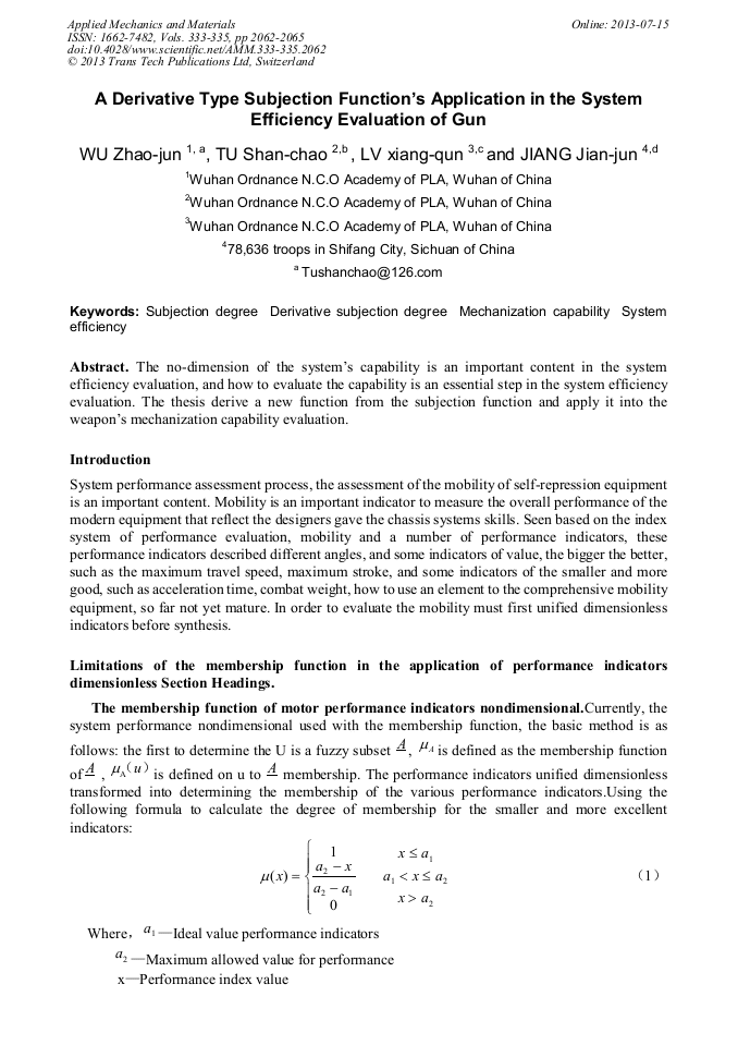 A Derivative Type Subjection Functions Application in the System ...