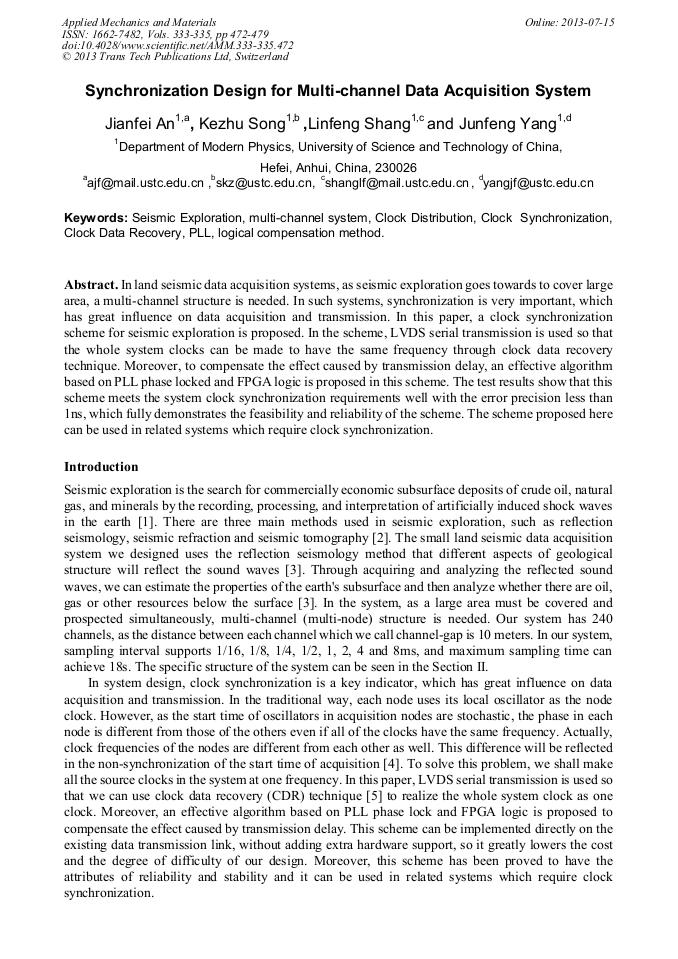 Synchronization Design for Multi-Channel Data Acquisition System ...