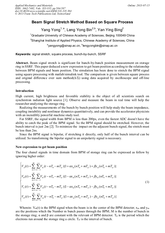Beam Signal Stretch Method Based on Square Process | Scientific.Net
