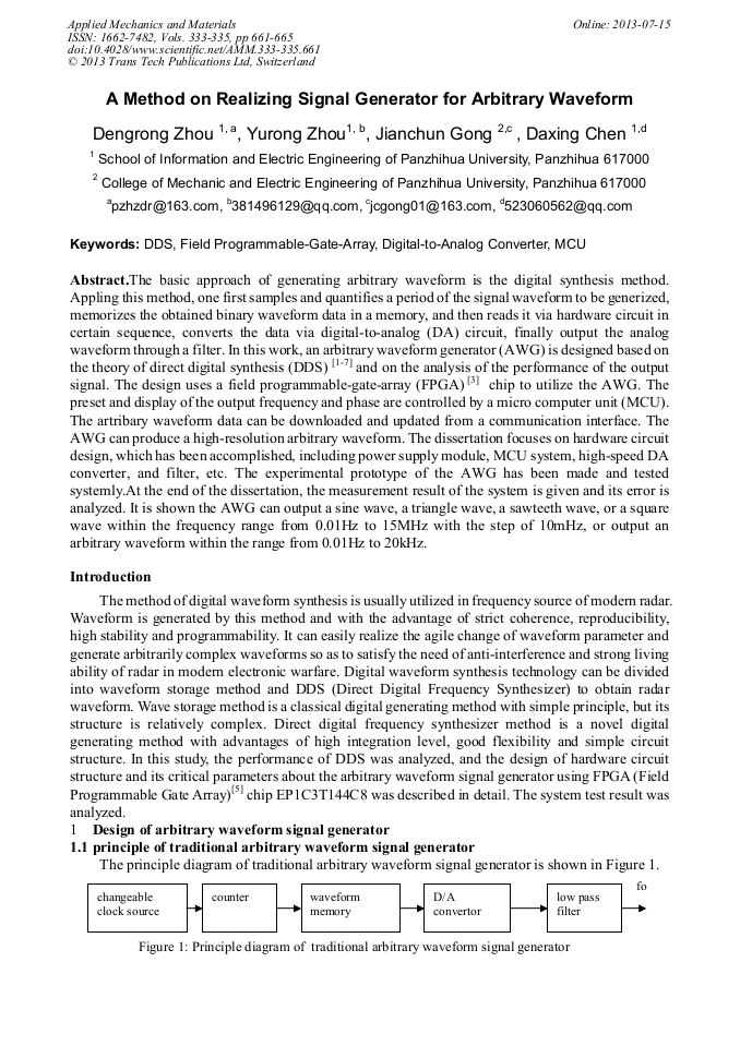 A Method on Realizing Signal Generator for Arbitrary Waveform ...