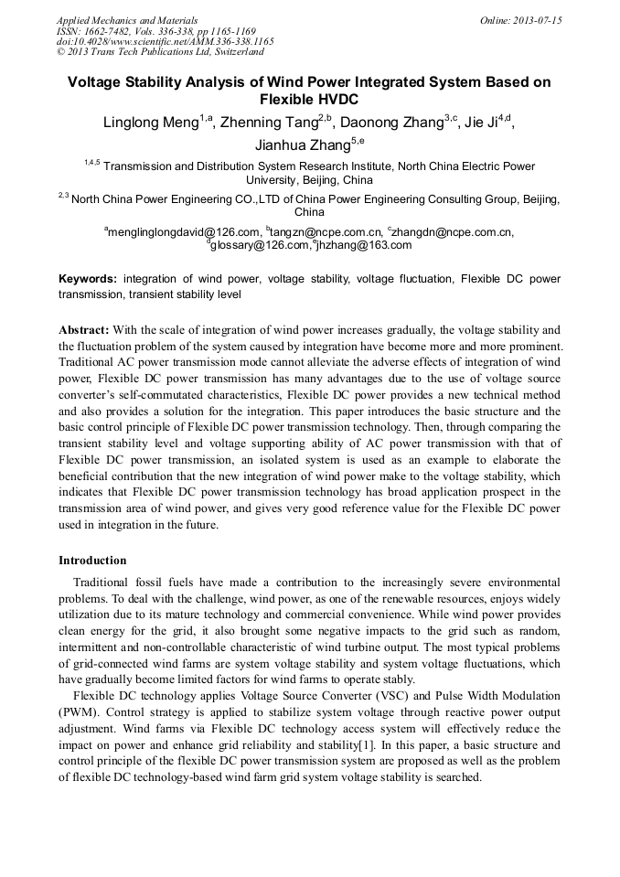 Voltage Stability Analysis of Wind Power Integrated System Based on ...