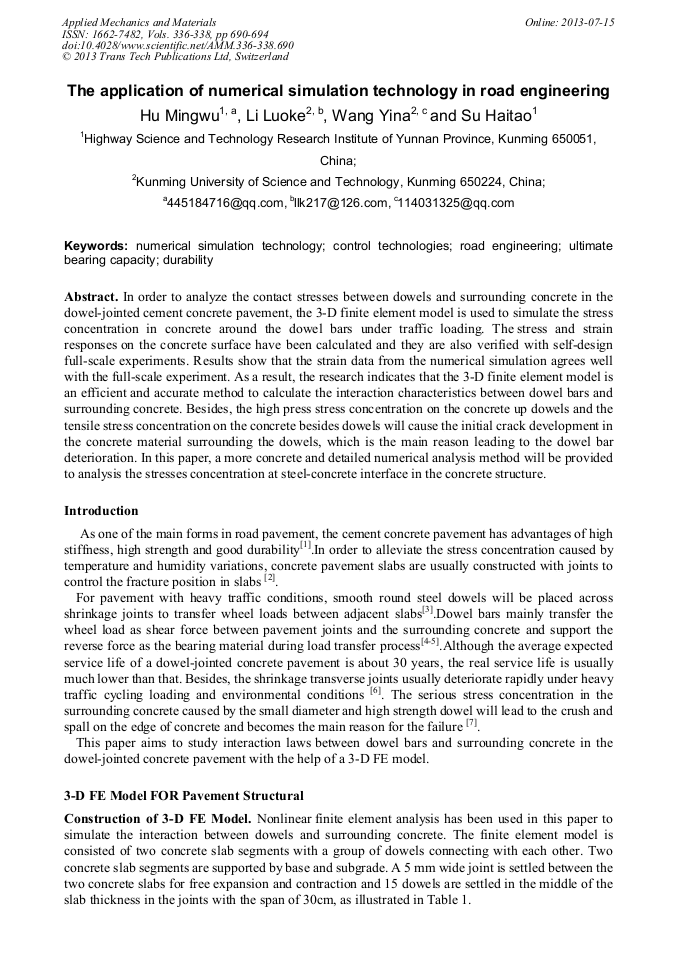 The Application of Numerical Simulation Technology in Road Engineering ...