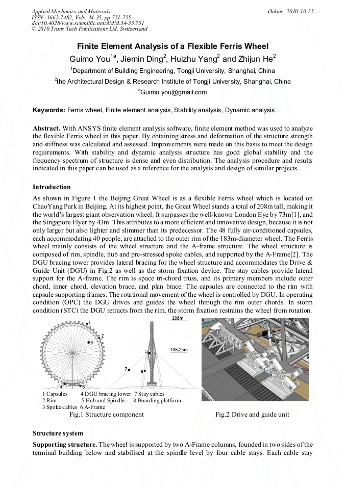 Finite Element Analysis of a Flexible Ferris Wheel | Scientific.Net