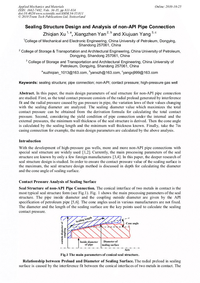 Sealing Structure Design and Analysis of Non-API Pipe Connection ...
