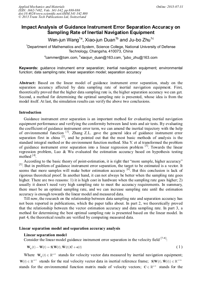 Impact Analysis of Guidance Instrument Error Separation Accuracy on ...