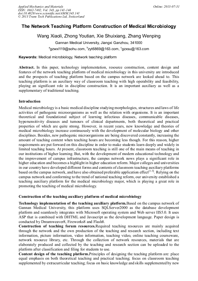The Network Teaching Platform Construction of Medical Microbiology ...