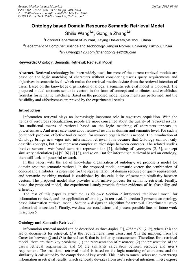 Ontology Based Domain Resource Semantic Retrieval Model | Scientific.Net