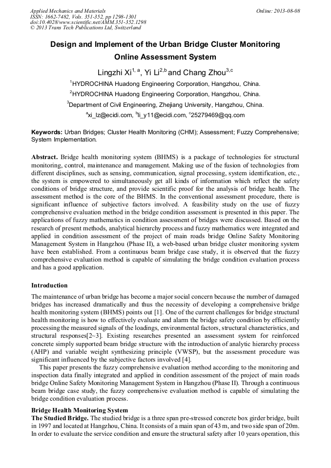 Design and Implement of the Urban Bridge Cluster Monitoring Online ...