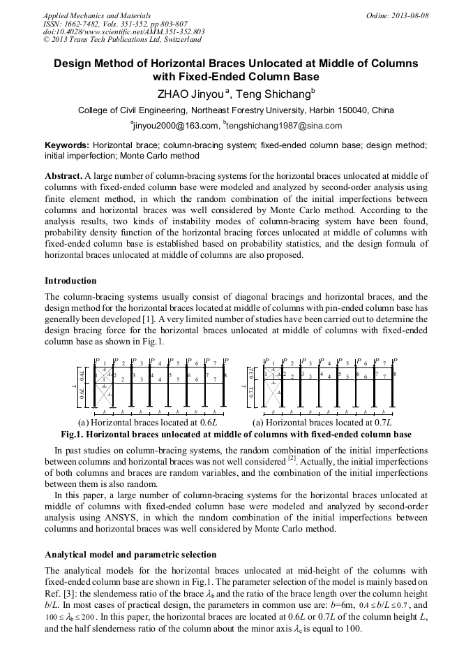 Design Method of Horizontal Braces Unlocated at Middle of Columns with ...