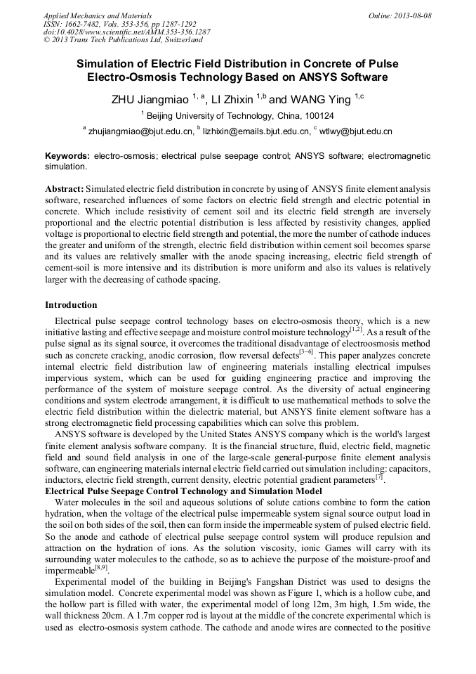 Simulation of Electric Field Distribution in Concrete of Pulse Electro ...
