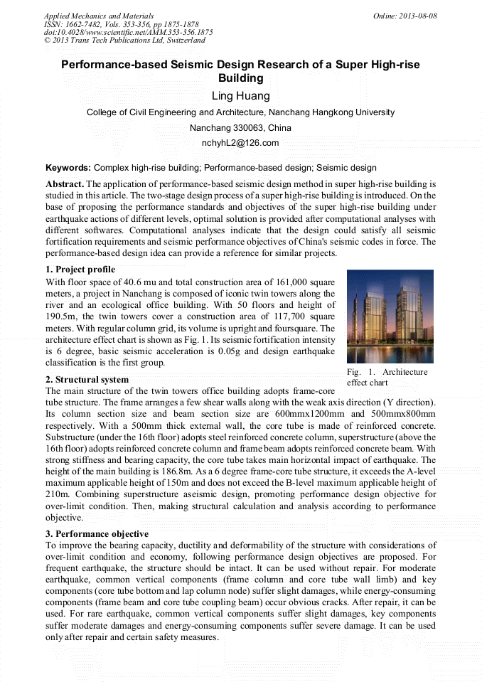 Performance-Based Seismic Design Research of a Super High-Rise Building ...