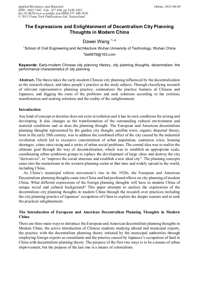 The Expressions and Enlightenment of Decentralism City Planning ...