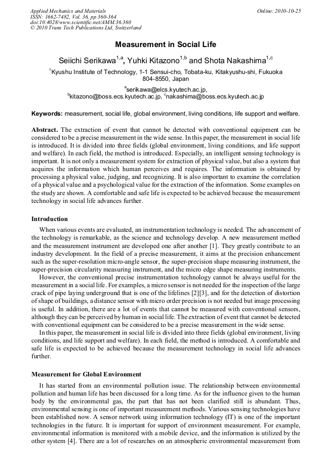 Measurement in Social Life | Scientific.Net