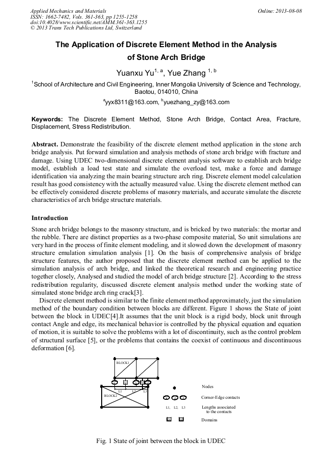 The Application of Discrete Element Method in the Analysis of Stone ...