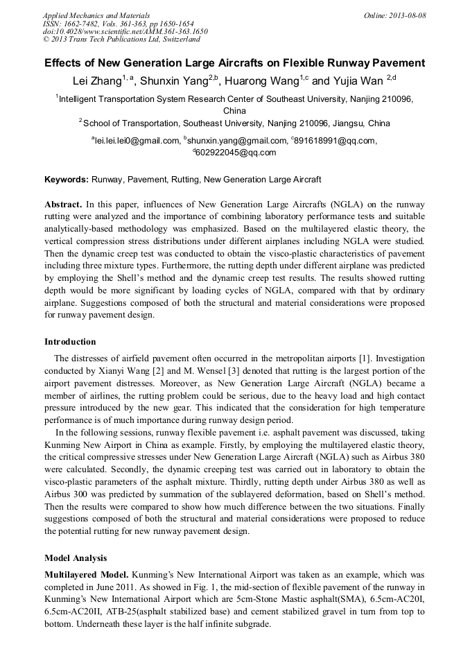 Effects of New Generation Large Aircrafts on Flexible Runway Pavement ...