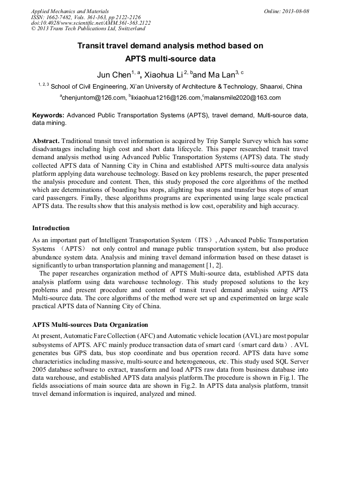 Transit Travel Demand Analysis Method Based on APTS Multi-Source Data ...
