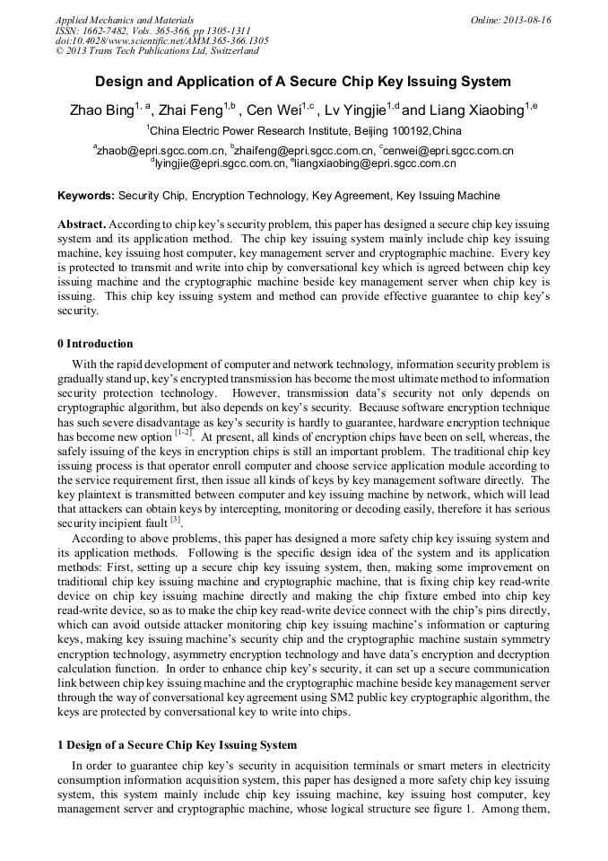 Design and Application of a Secure Chip Key Issuing System | Scientific.Net
