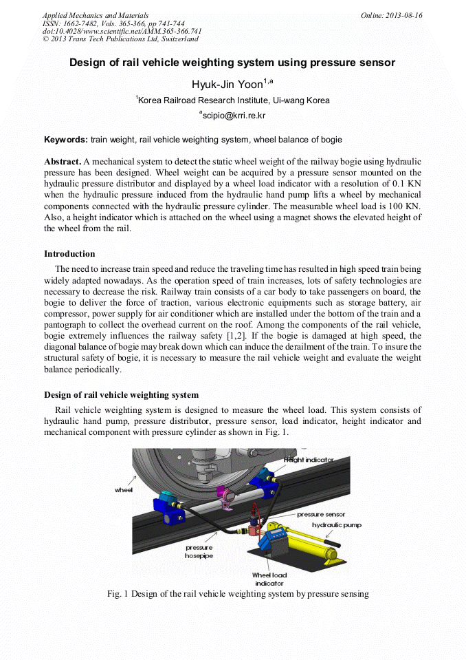 Design of Rail Vehicle Weighting System Using Pressure Sensor ...