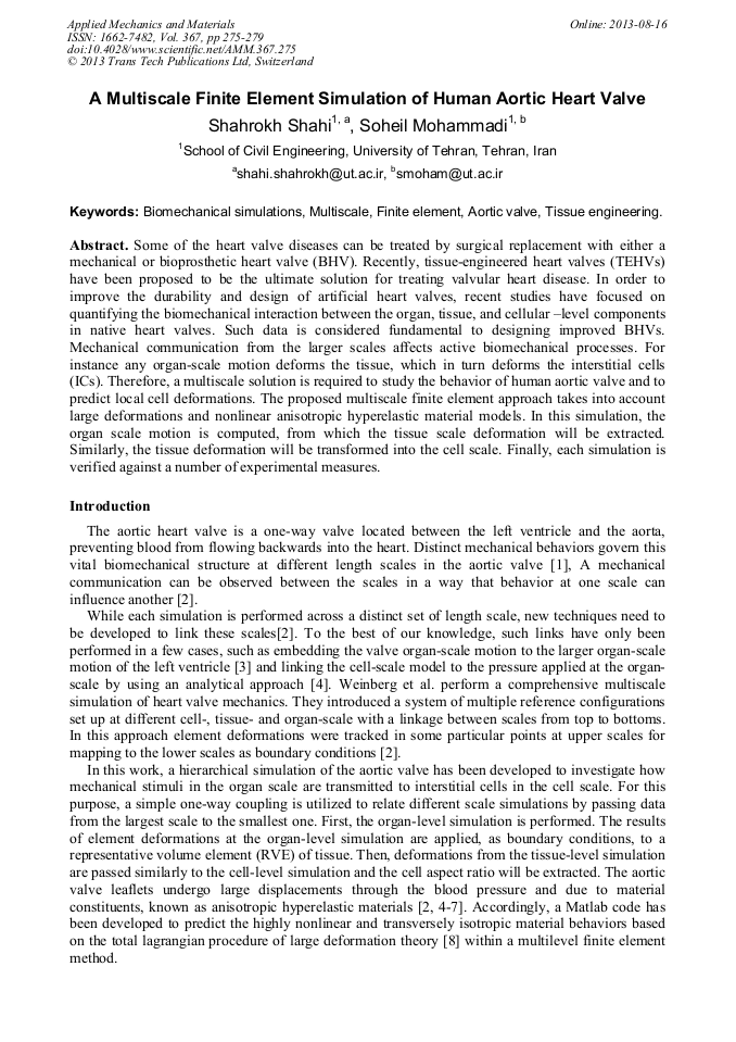 A Multiscale Finite Element Simulation of Human Aortic Heart Valve ...