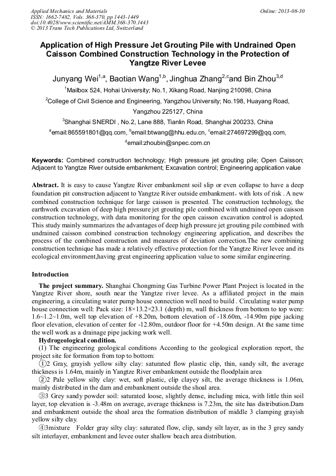 Application of High Pressure Jet Grouting Pile with Undrained Open ...