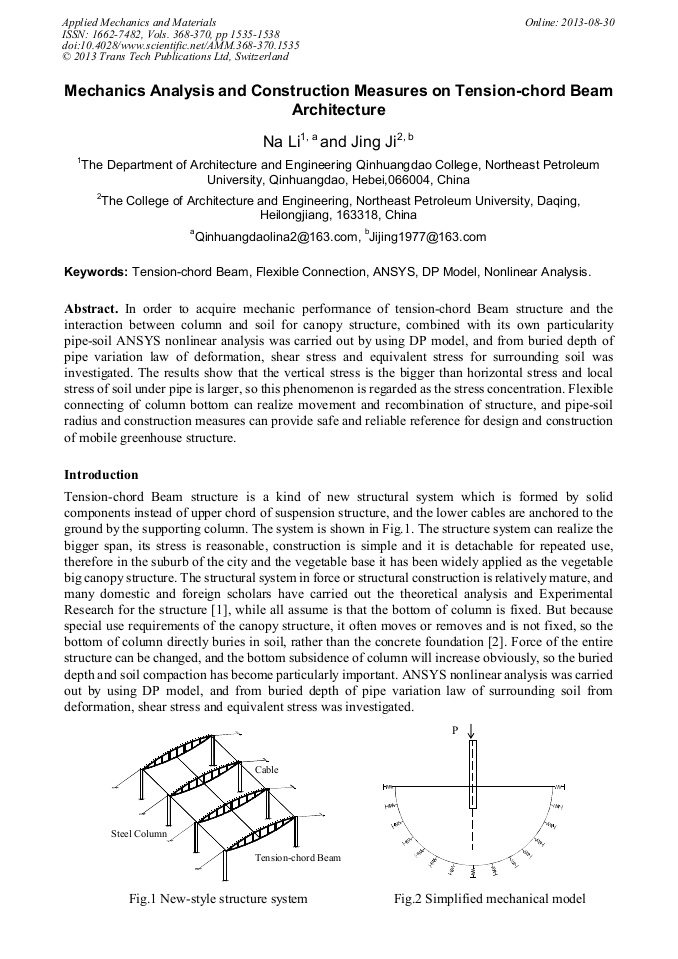 Mechanics Analysis and Construction Measures on Tension-Chord Beam ...