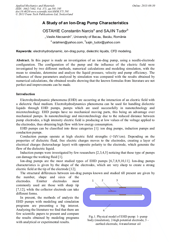 A Study of an Ion-Drag Pump Characteristics | Scientific.Net