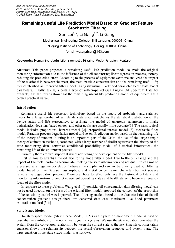 Remaining Useful Life Prediction Model Based on Gradient Feature ...