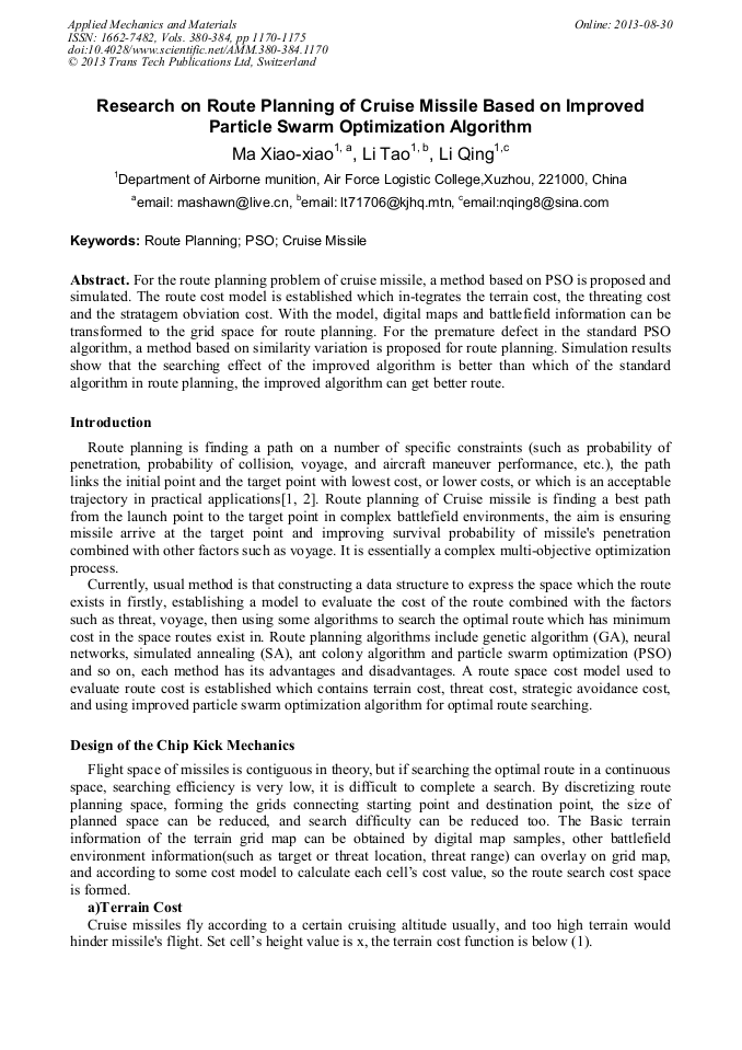 Research on Route Planning of Cruise Missile Based on Improved Particle ...