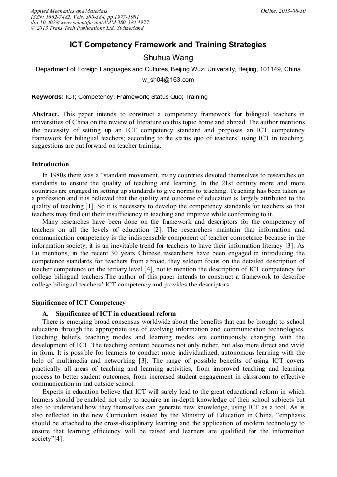 ICT Competency Framework and Training Strategies | Scientific.Net