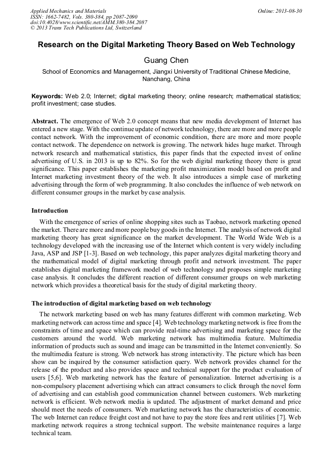 Research on the Digital Marketing Theory Based on Web Technology ...