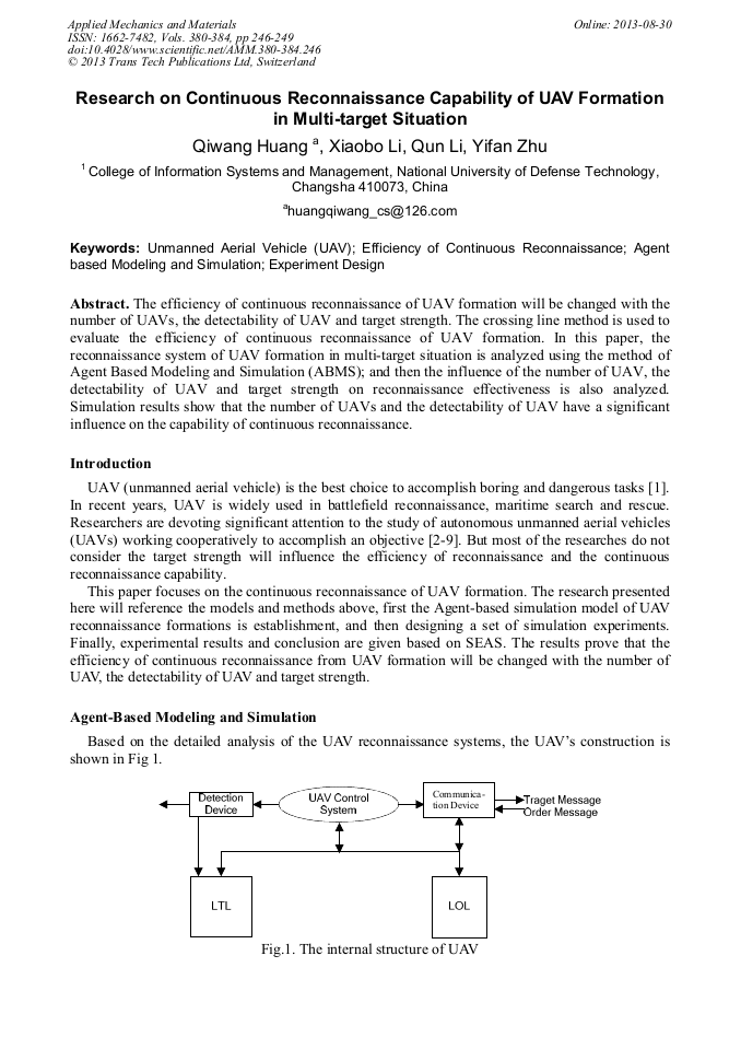 Research on Continuous Reconnaissance Capability of UAV Formation in ...