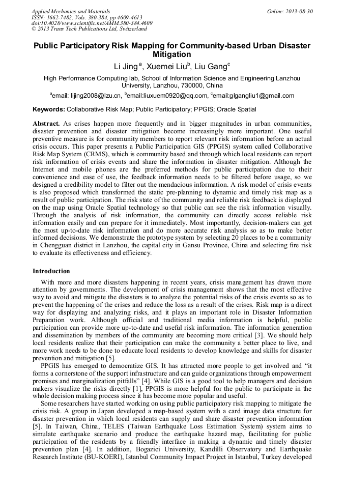 Public Participatory Risk Mapping for Community-Based Urban Disaster ...