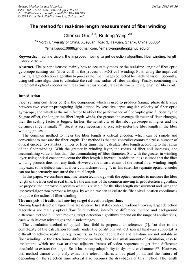 The Method for Real-Time Length Measurement of Fiber Winding ...