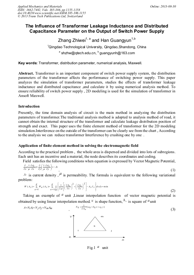 The Influence of Transformer Leakage Inductance and Distributed ...