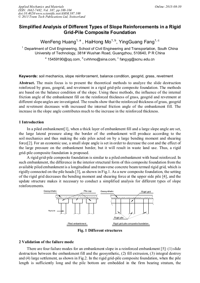 Simplified Analysis of Different Types of Slope Reinforcements in a ...
