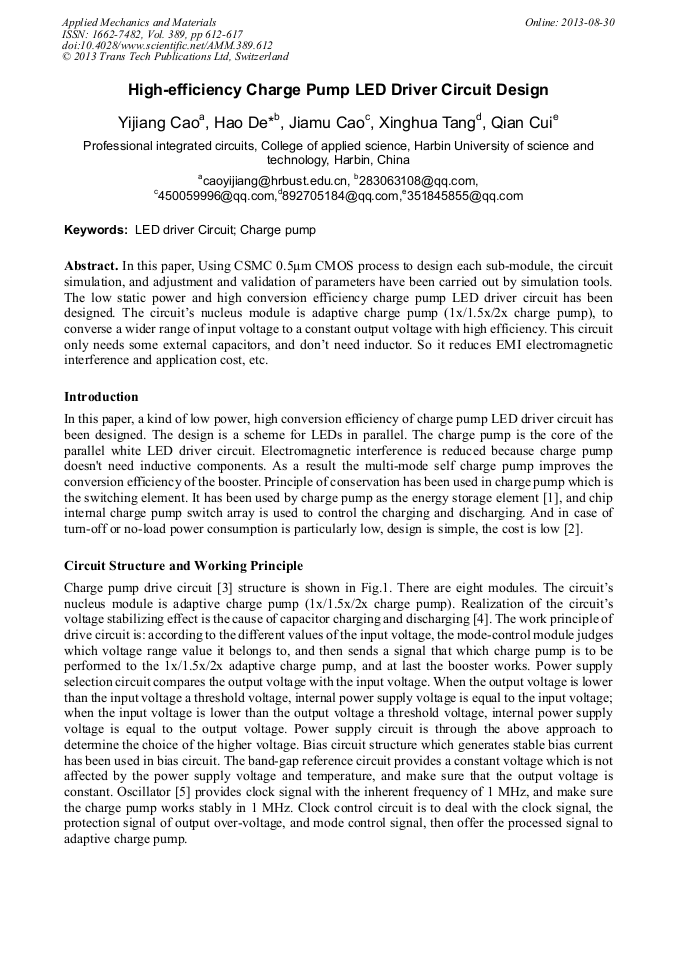 High-Efficiency Charge Pump LED Driver Circuit Design | Scientific.Net