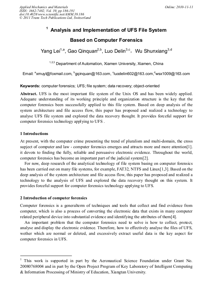 Analysis and Implementation of UFS File System Based on Computer ...