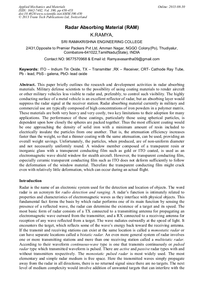 Radar Absorbing Material (RAM) | Scientific.Net